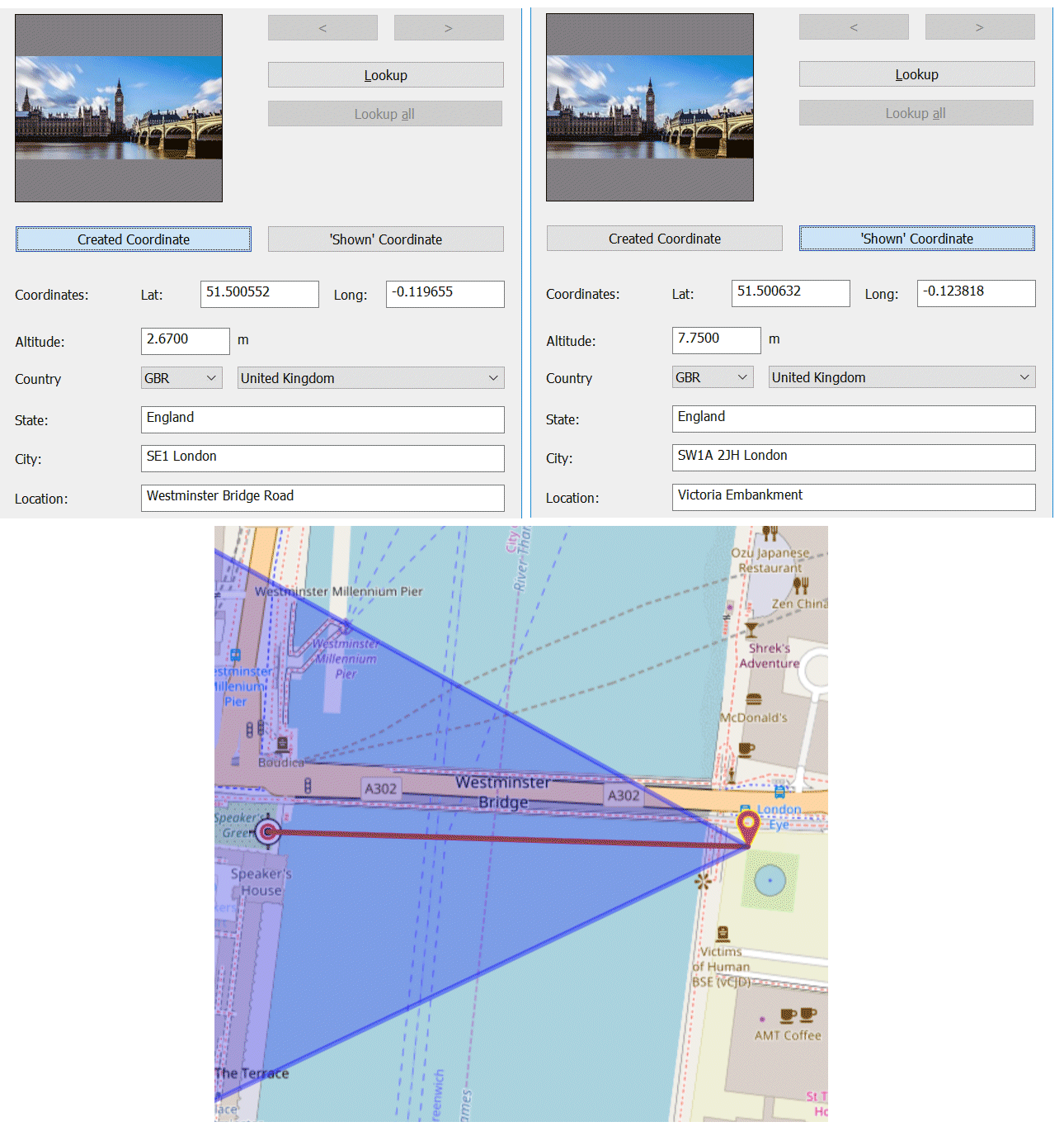 Working with two sets of coordinates.